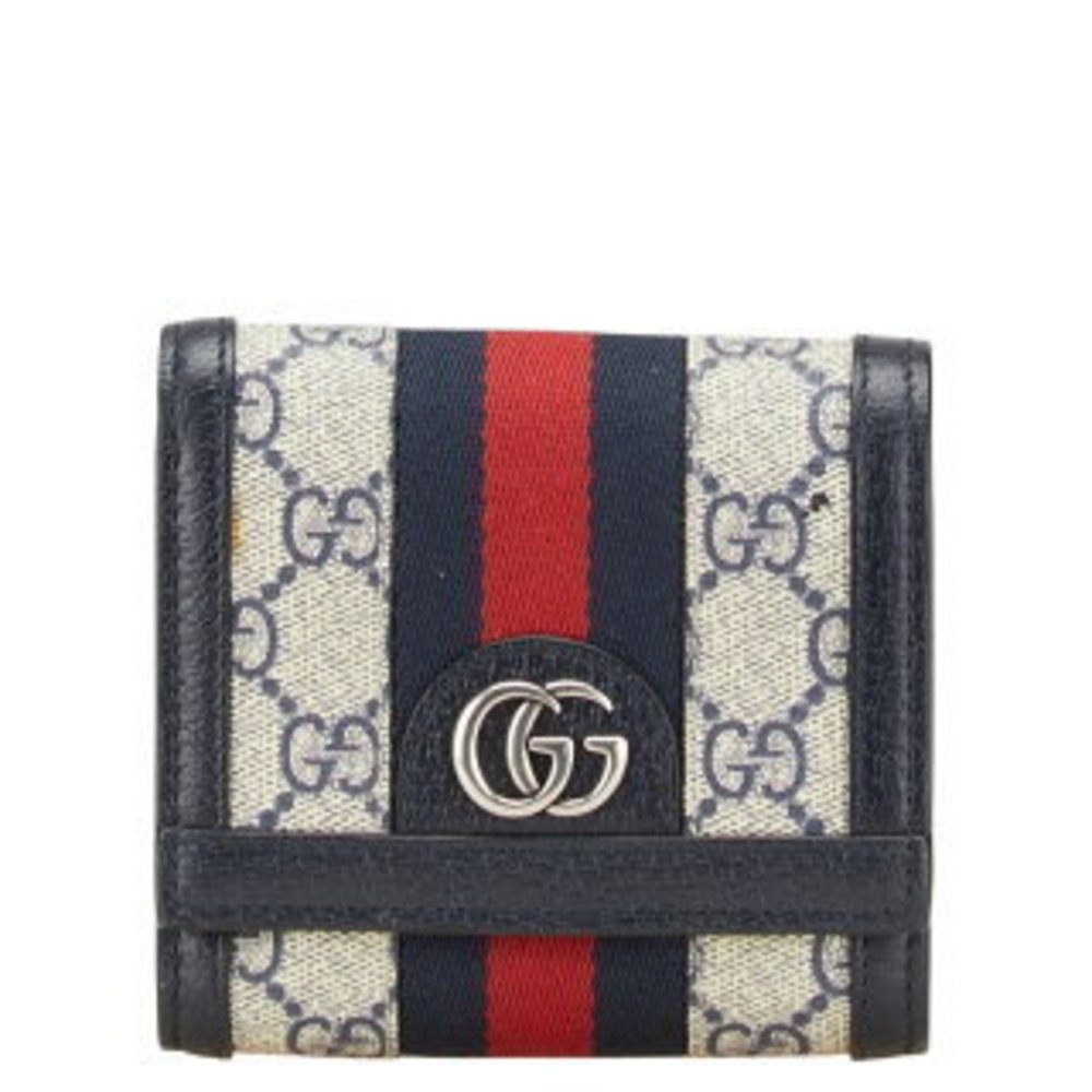 Gucci Gg Supreme Ophidia Bifold Wallet Navy Blue Leat… - Gem